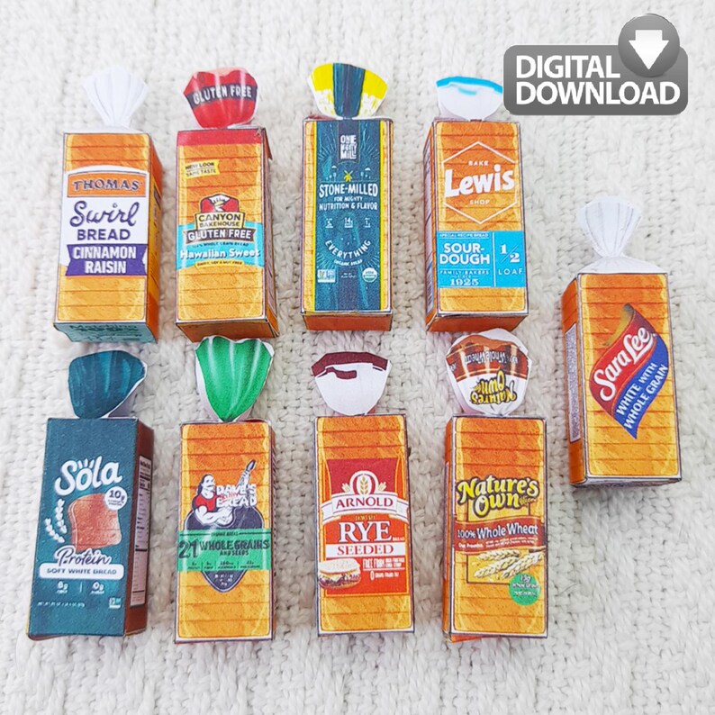9 Style Mini Bread Pirntable Miniature Templates & Miniature Bread ...