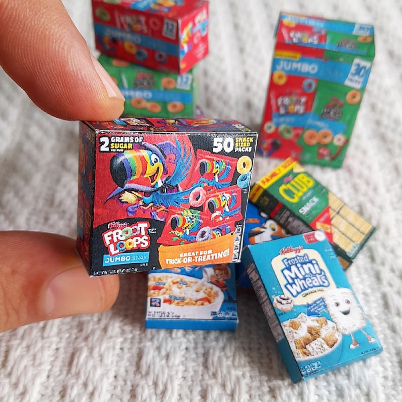 10 Style Miniature Groceries Cereal Food Jumbo Packages Template ...