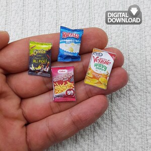 32 Style DIY Miniature Chips Bags Digital Template – Printable Snack ...