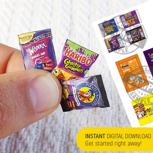 12 Style Mini Halloween Snack Template Printable Miniature Food Box ...