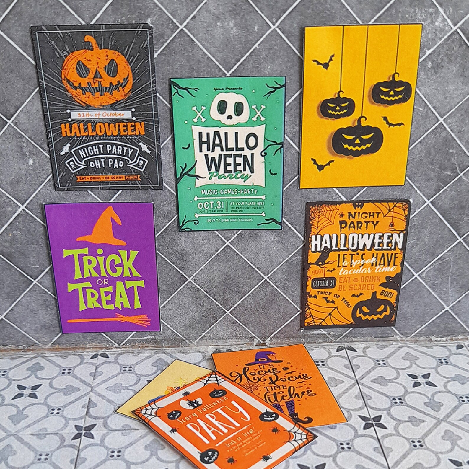 8 Different Miniature Halloween Party & Decor Posters Miniature Posters ...