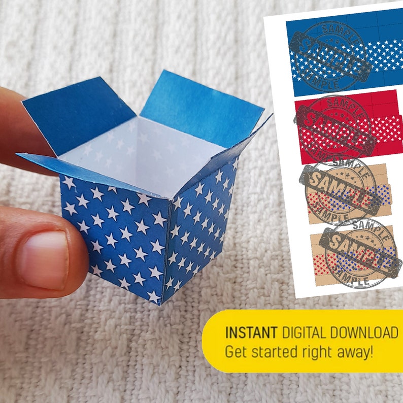 4 Style Mini Box Template, Colored Cargo Template BOX DIGITAL DOWNLOAD ...