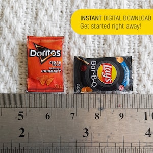 9 Style Printable Miniature Chips Packaging DIY Miniatures Potato Chips ...