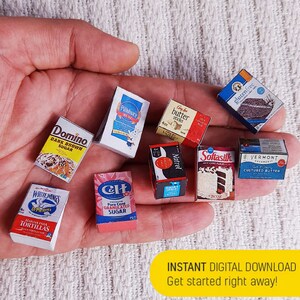 10 Style Miniature Grocery Item Flour & Sugar / Butter Box Templates ...