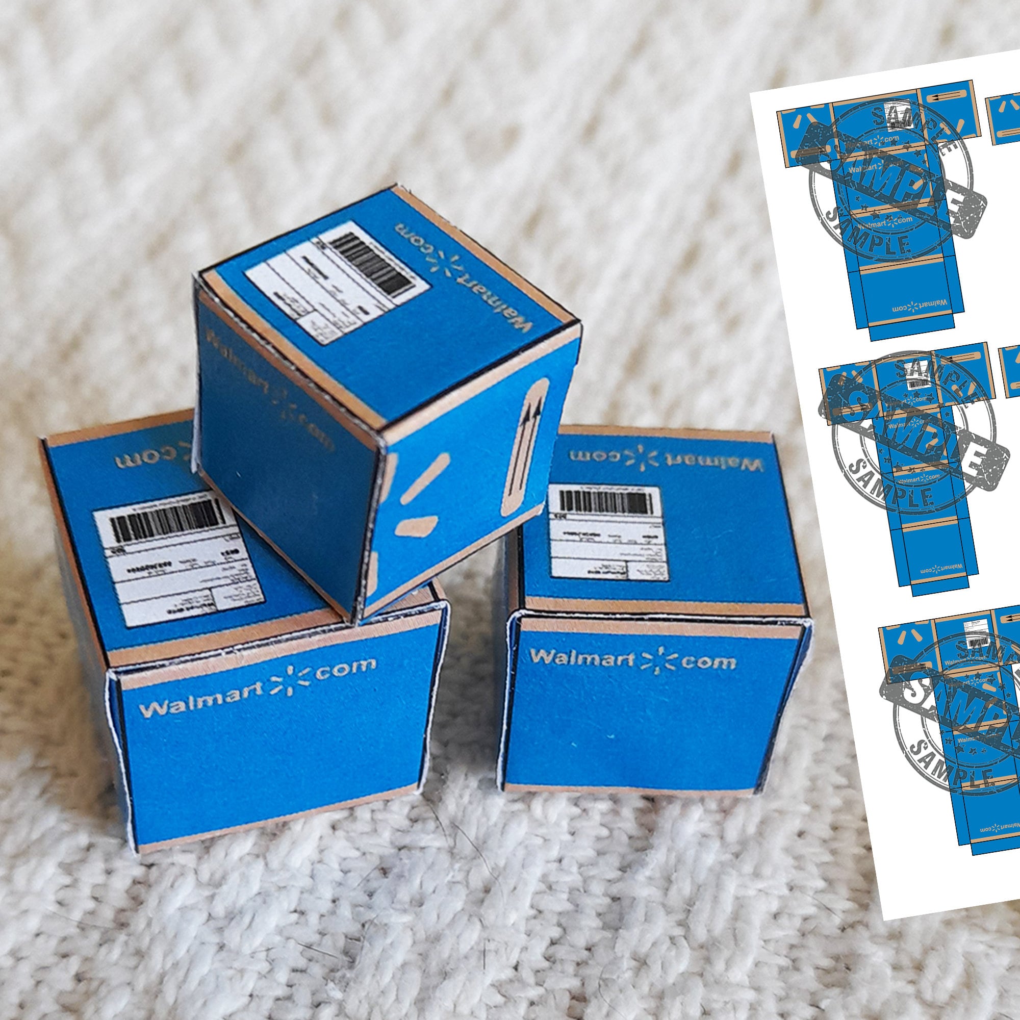 Miniature Walmart Box Template 9 Pieces Set PRINTABLE File - Etsy