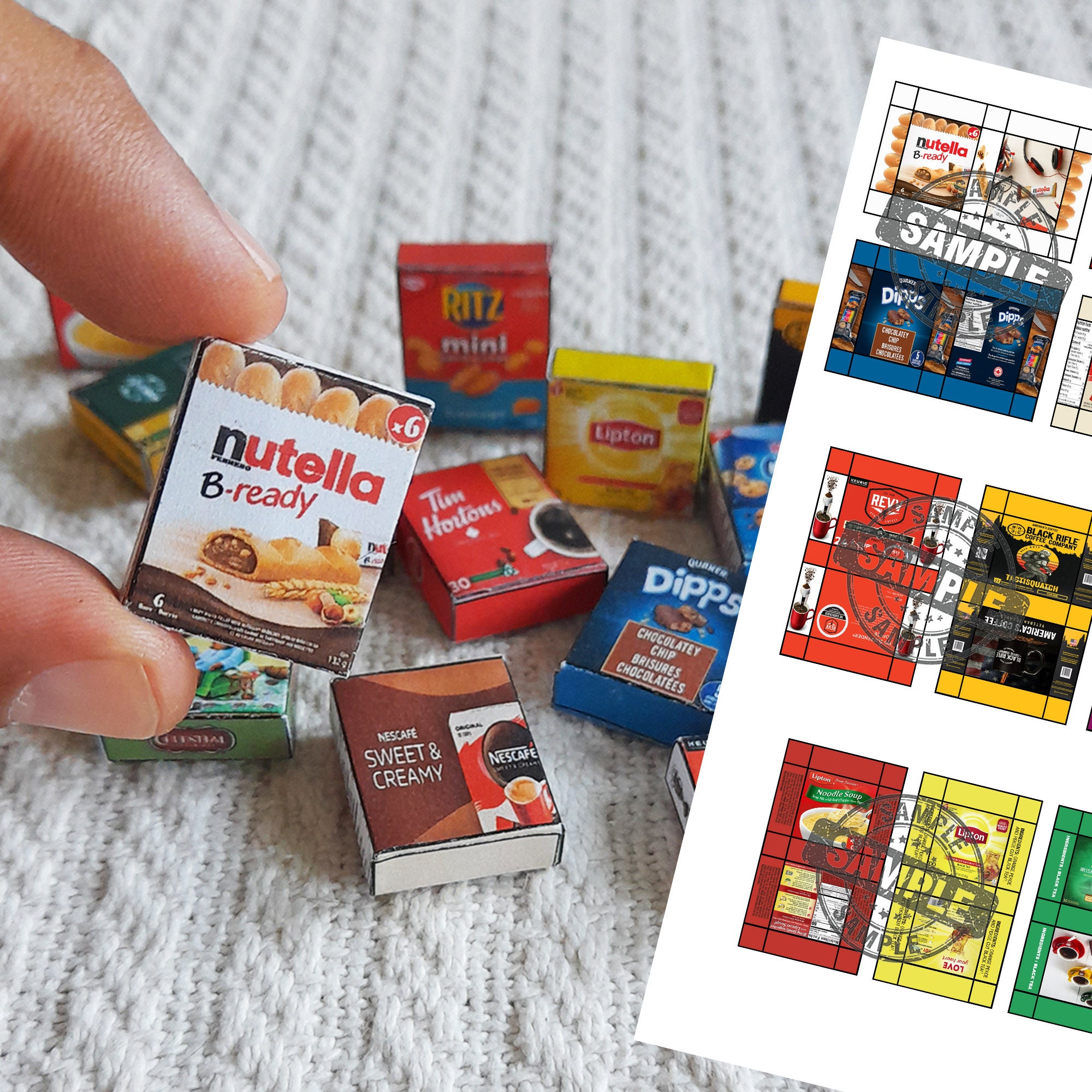 14 Style Miniatures Groceries Coffee / Cookie Templates Mini Food Box ...
