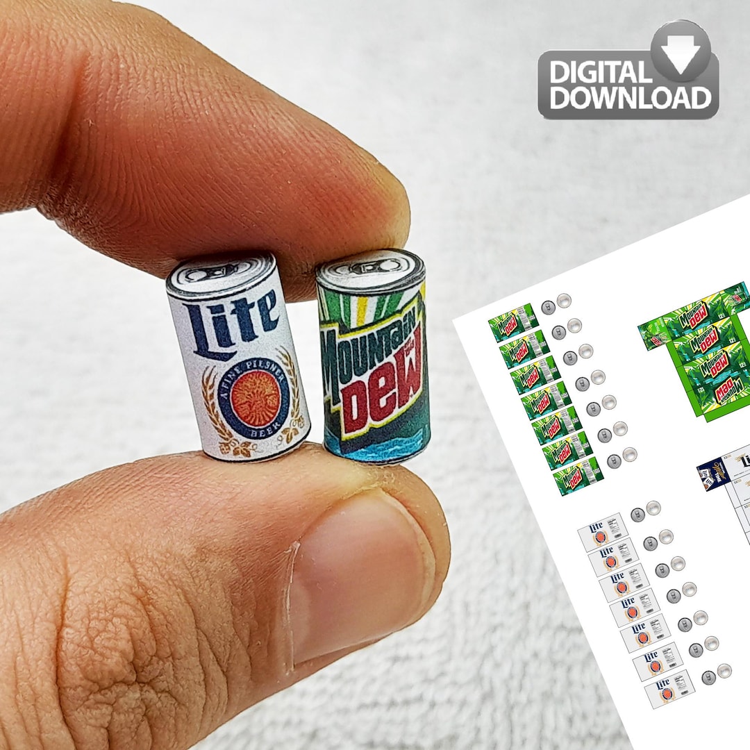 Miniature Beer Lite Cans & Drink Cans Template | Digital Download Drink ...