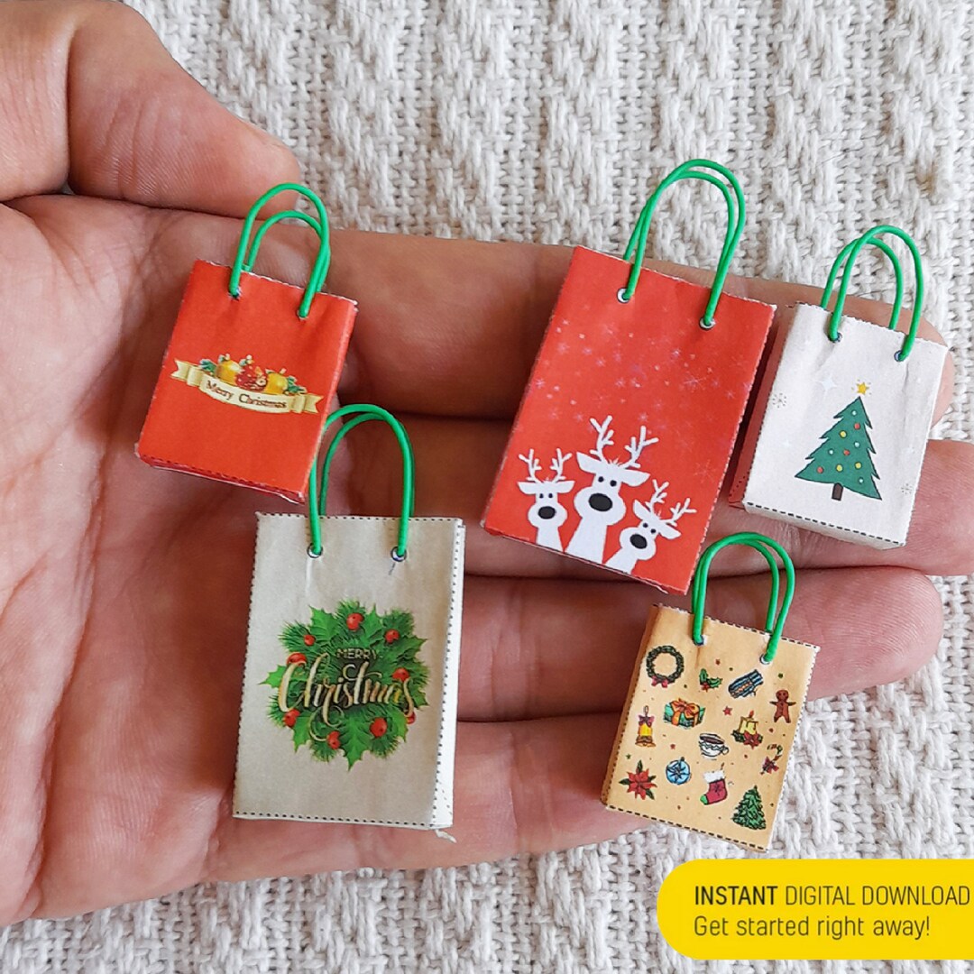 Miniature Christmas Gift Bag Template 8 Style Miniature Shopping Bag ...