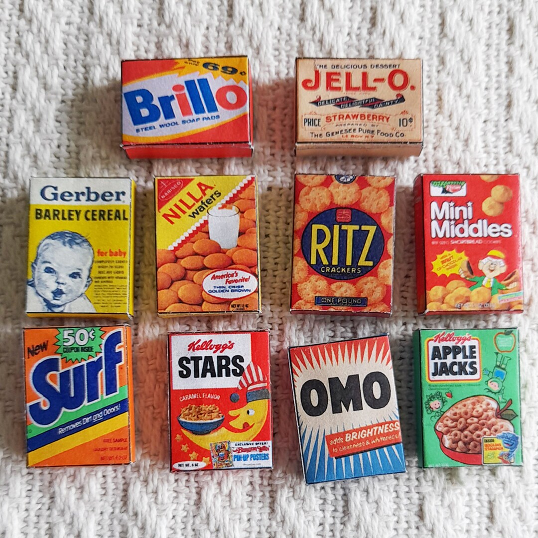 10 Style Miniature Vintage Detergent & Food Box Template Digital ...