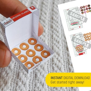 4 Style Miniature Donut Box Template Mini Food Donut Boxes and Donuts ...