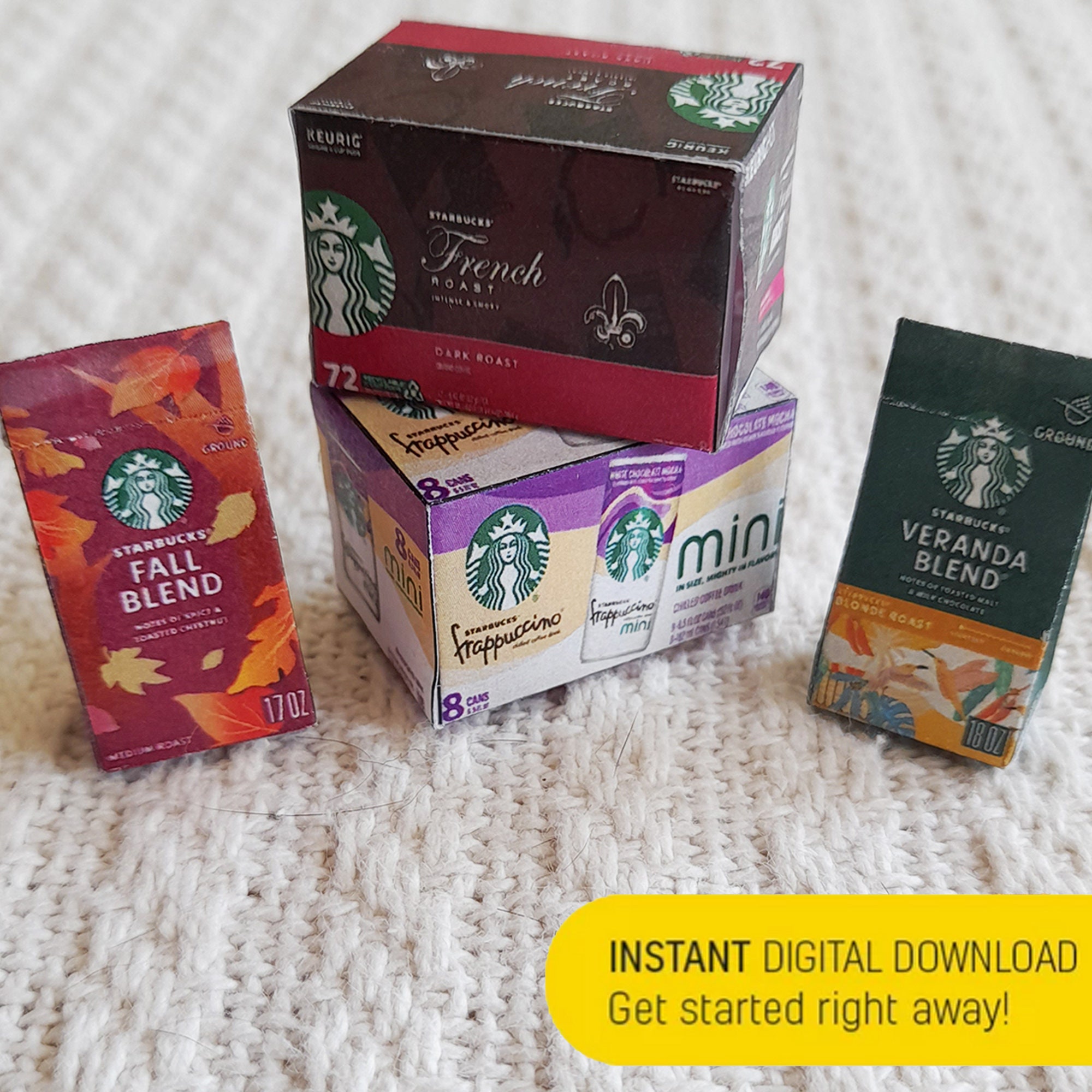 1:6 Scale Miniature Starbucks Coffee and Bag Set Printable - Etsy