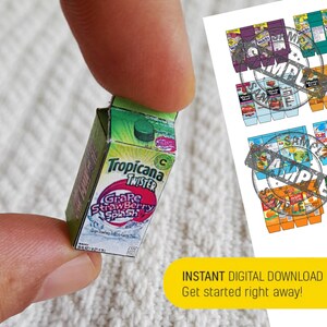 12 Style Miniature Juice Drink Box - PRINTABLE File DOWNLOAD Digital ...
