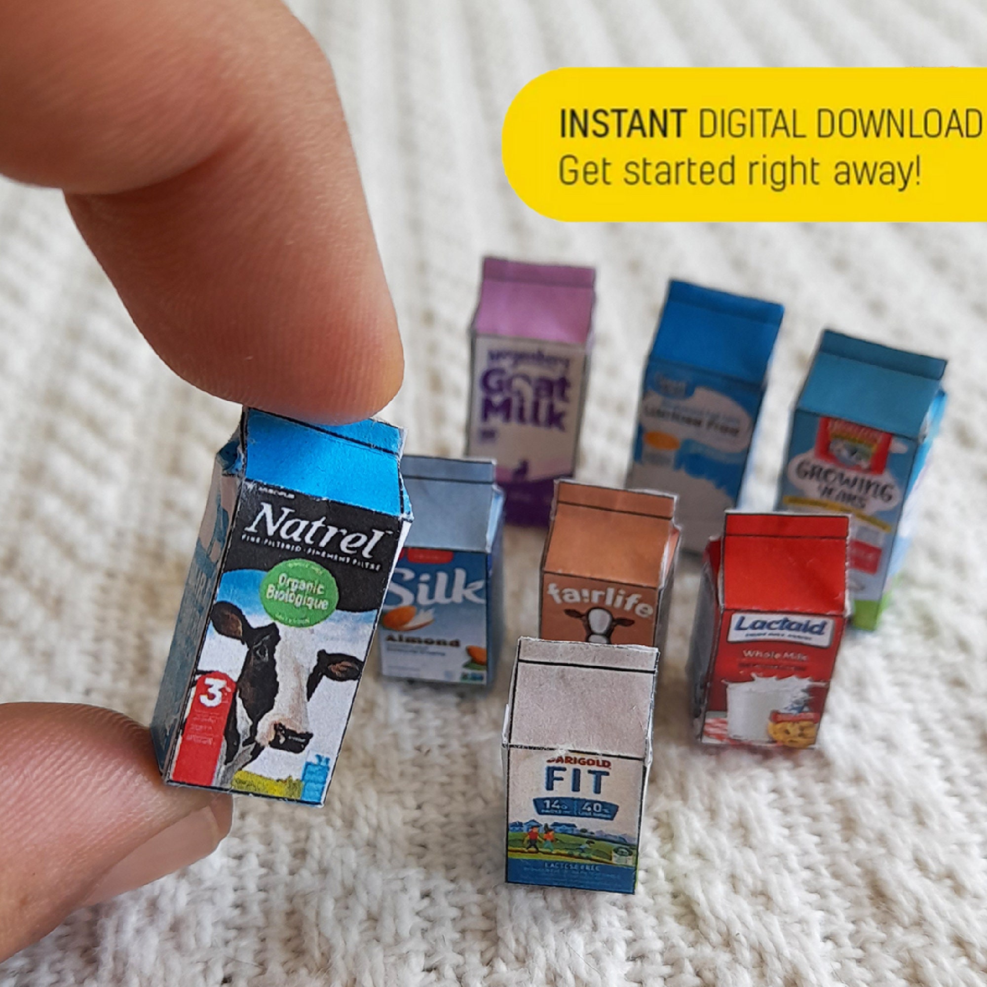 8 Style Miniature Milk Box Templates PRINTABLE File DOWNLOAD Digital ...