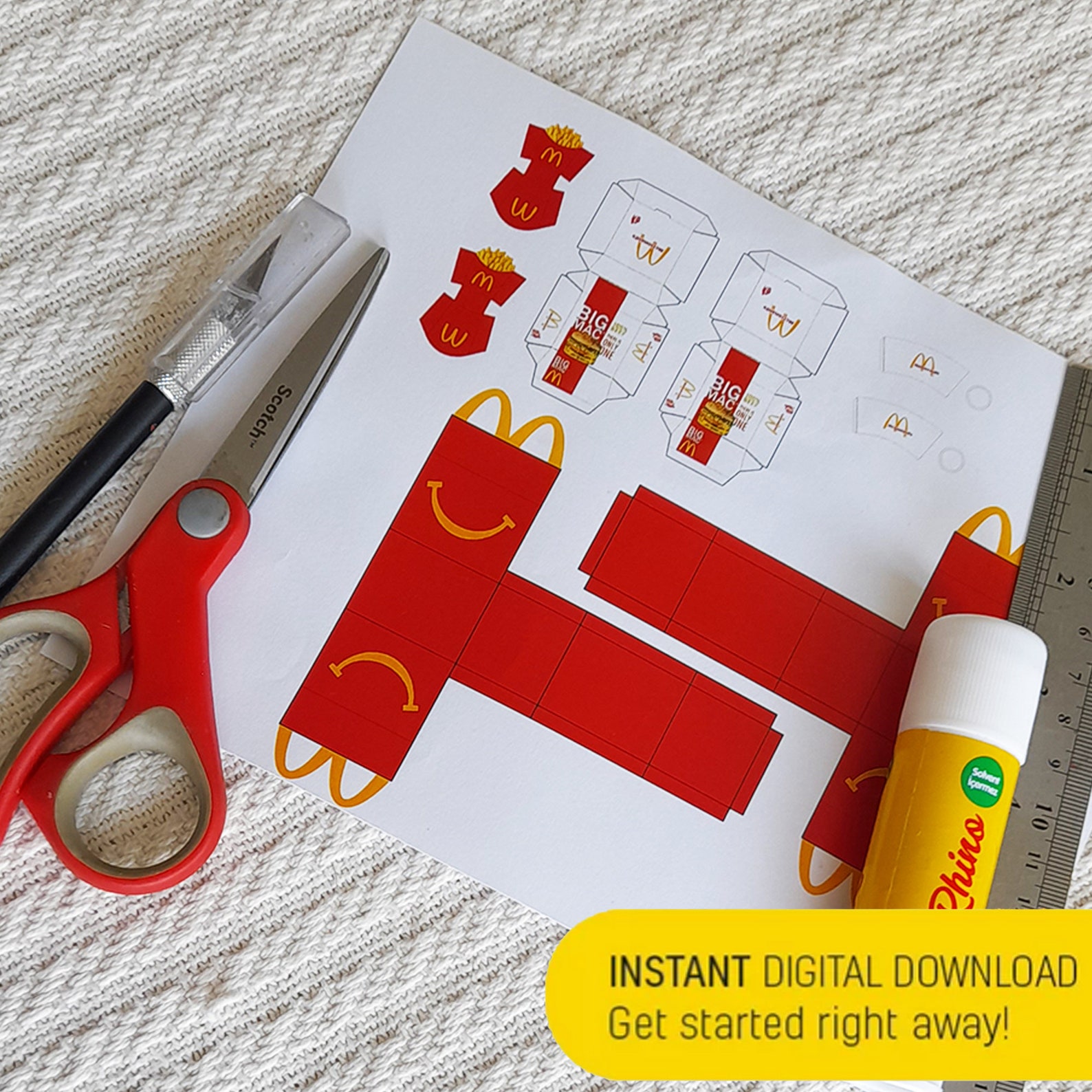 Miniature Food Mc Donalds Menu Template PRINTABLE File DOWNLOAD Digital ...