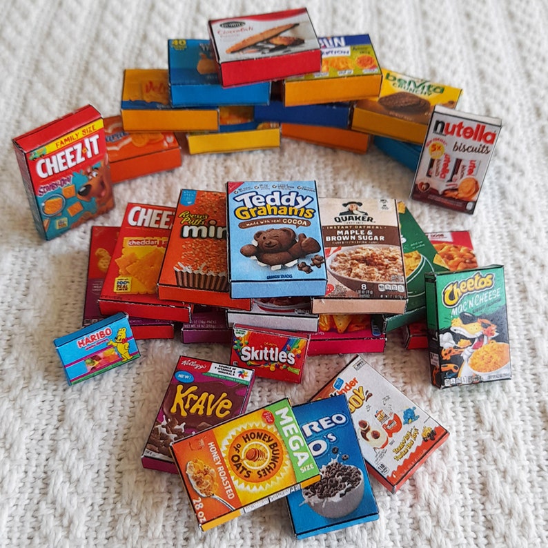 30 Style Miniatures Groceries Snack / Biscuit Templates Mini Food Box ...
