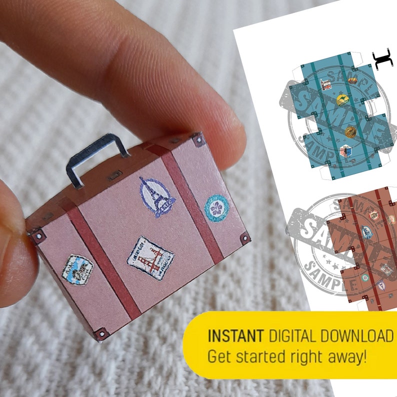 4 Pieces Miniature Travel Suitcases DIGITAL DOWNLOAD FILE Diy Miniature ...