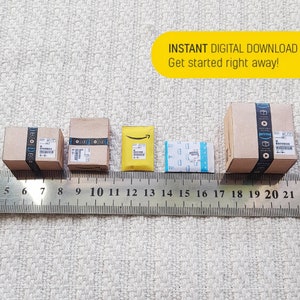 Mini AMAZON Box & Envelope Set Template 6 Pieces Amazon Box PRINTABLE ...