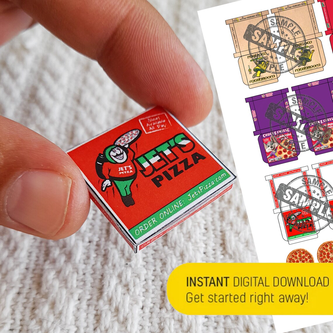 Miniature Pizza Box Template / 6 Style Miniature Pizza Box - Etsy