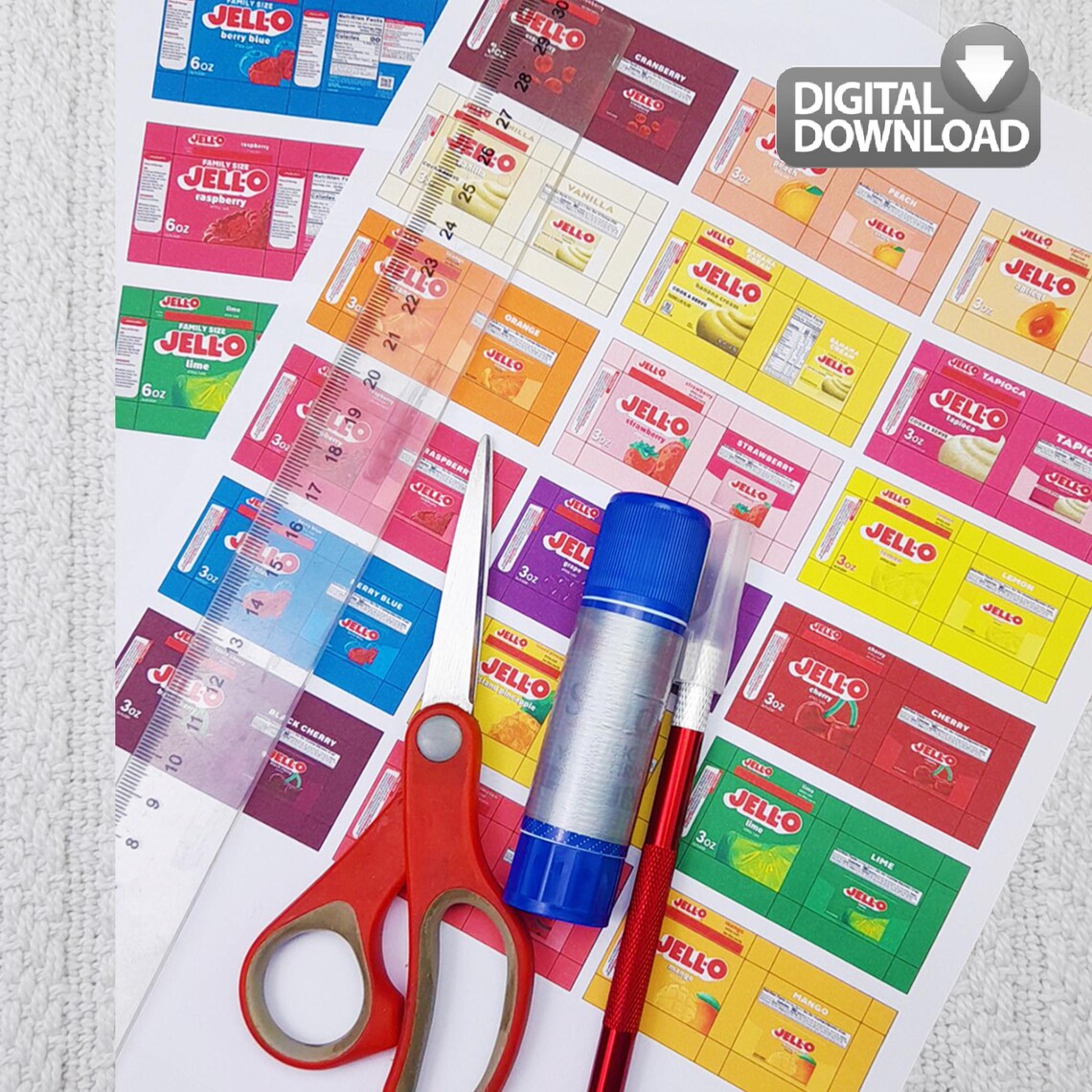 24 Piece Printable Miniature Jell-o Box Template | PRINTABLE File ...