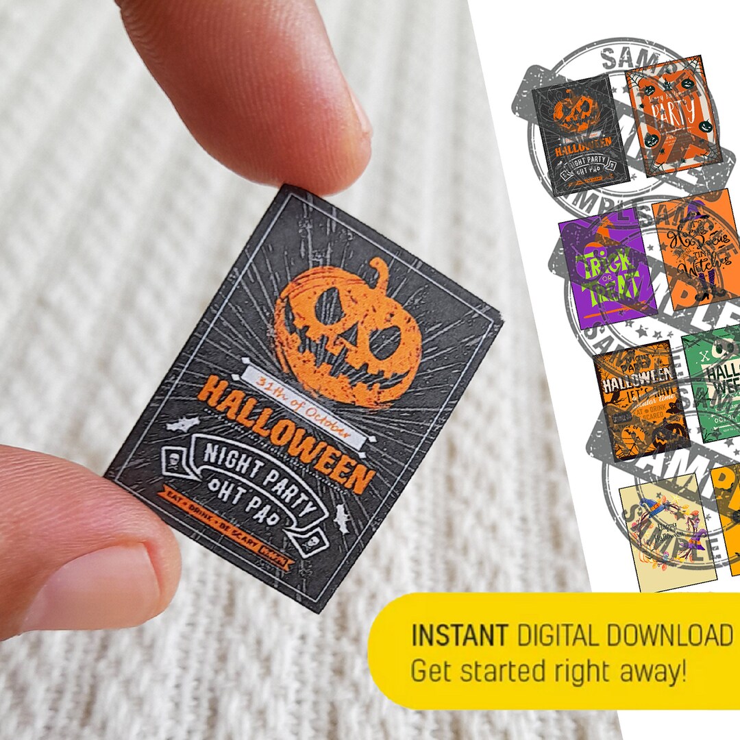 8 Different Miniature Halloween Party & Decor Posters Miniature Posters ...