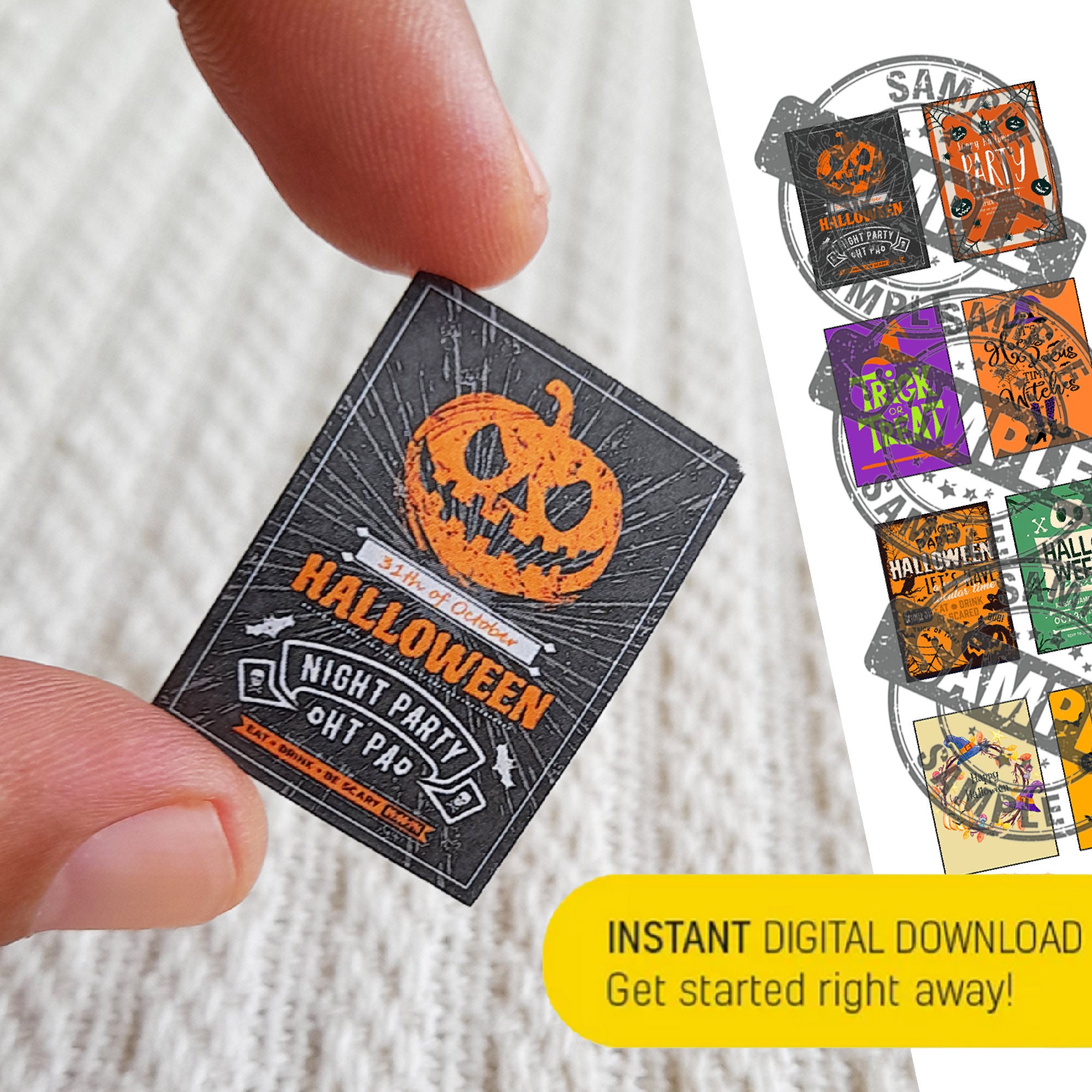 8 Different Miniature Halloween Party & Decor Posters Miniature Posters ...