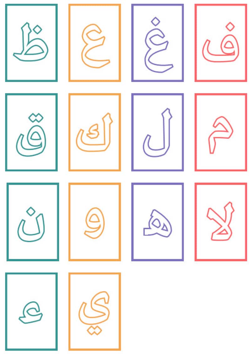 Arabic Alphabet Flashcards - Printable PDF - Huruf Hijaiyyah - Complete ...