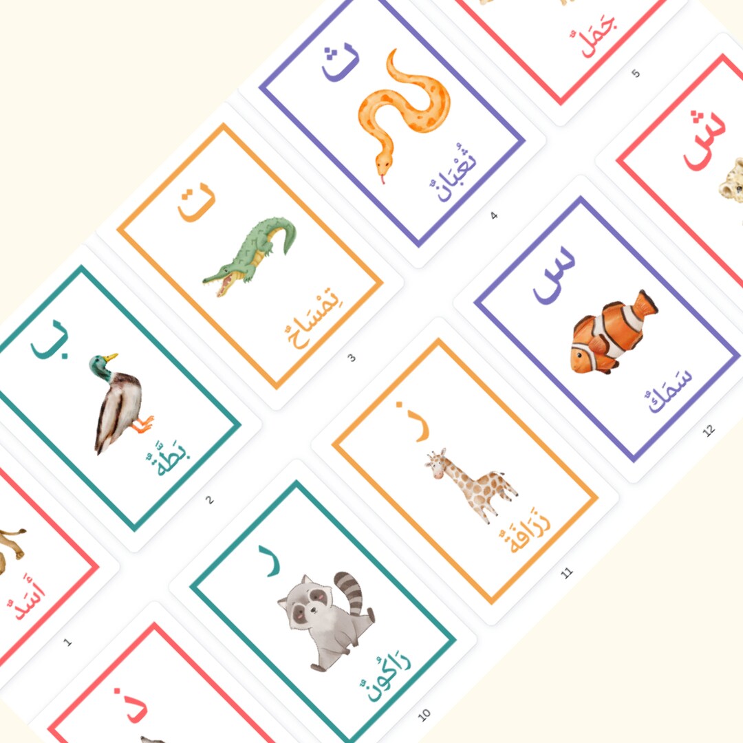 Editable Arabic Alphabet Animals Flashcards Huruf Hijaiyyah Printable ...