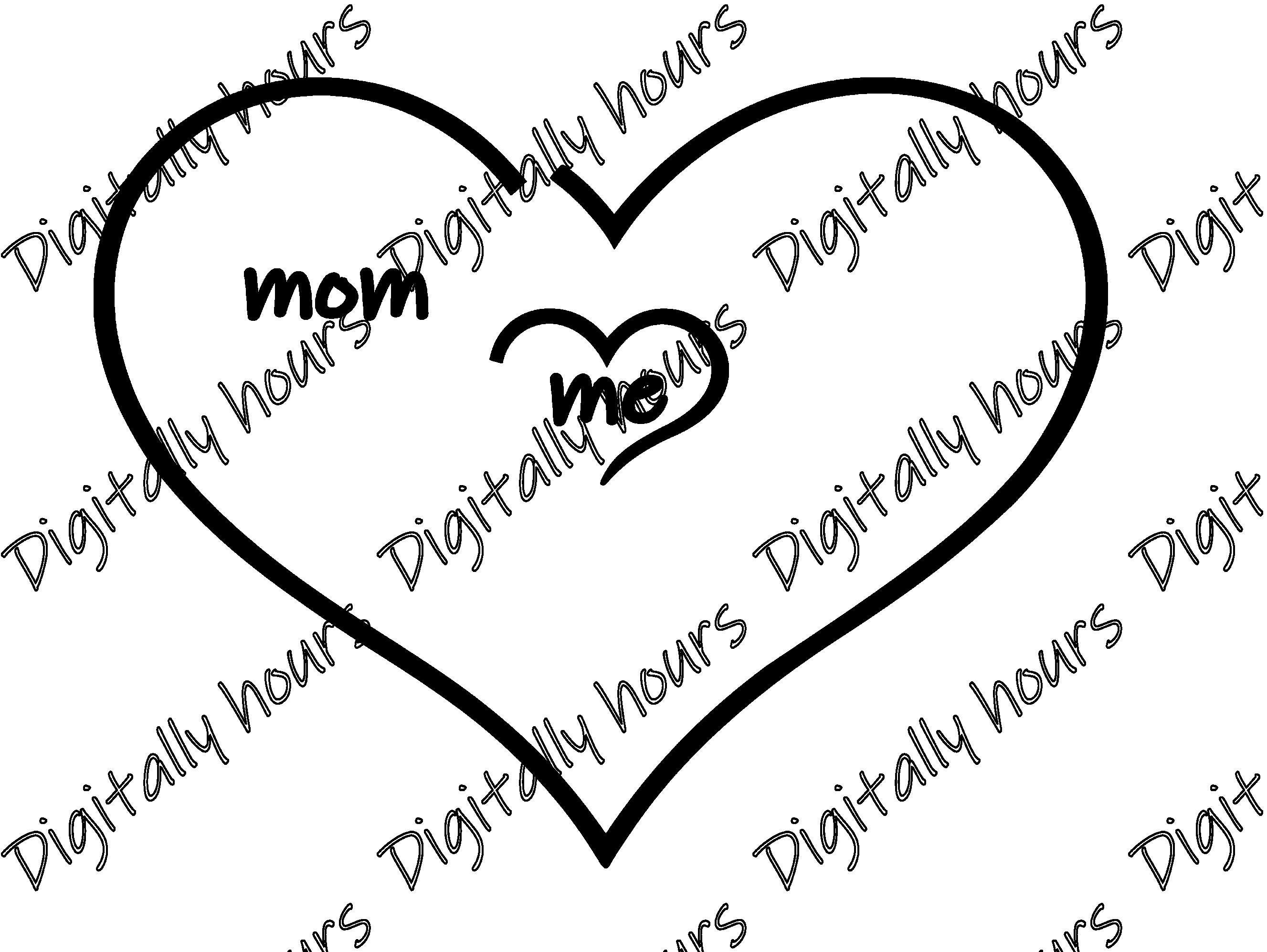 Heart Outline PNG Mom Heart Outline DIGITAL DOWNLOAD Black Heart White ...