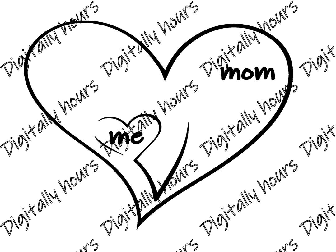 Heart Outline PNG Mom Heart Outline DIGITAL DOWNLOAD Black Heart White ...