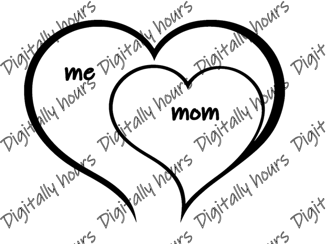 Heart Outline PNG Mom Heart Outline DIGITAL DOWNLOAD Black Heart White ...