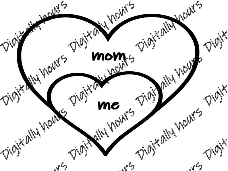 Heart Outline PNG Mom Heart Outline DIGITAL DOWNLOAD Black Heart White ...