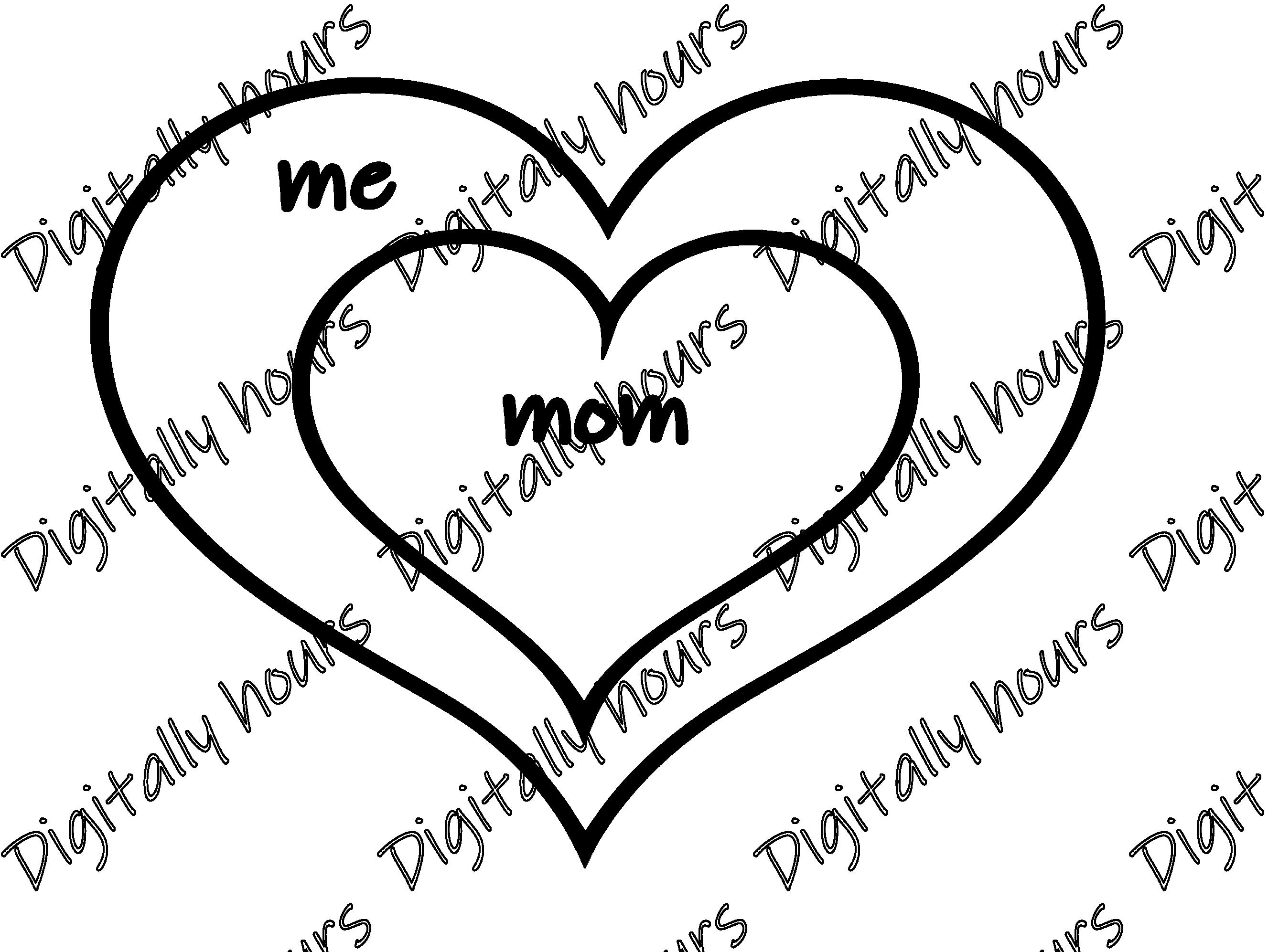 Heart Outline PNG Mom Heart Outline DIGITAL DOWNLOAD Black Heart White ...