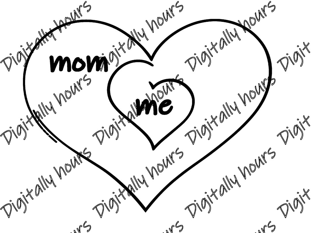 Heart Outline PNG Mom Heart Outline DIGITAL DOWNLOAD Black Heart White ...