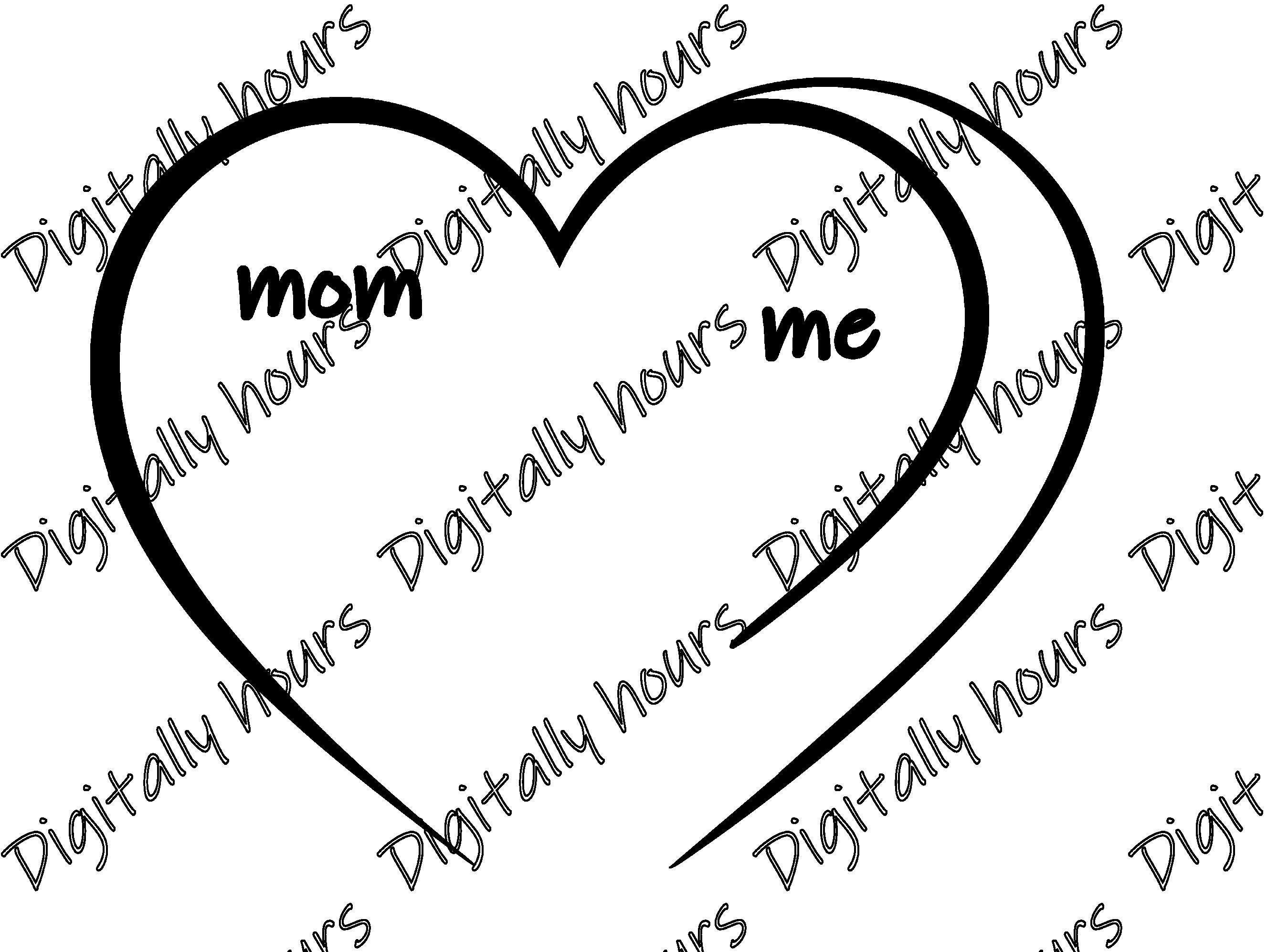 Heart Outline PNG Mom Heart Outline DIGITAL DOWNLOAD Black Heart White ...