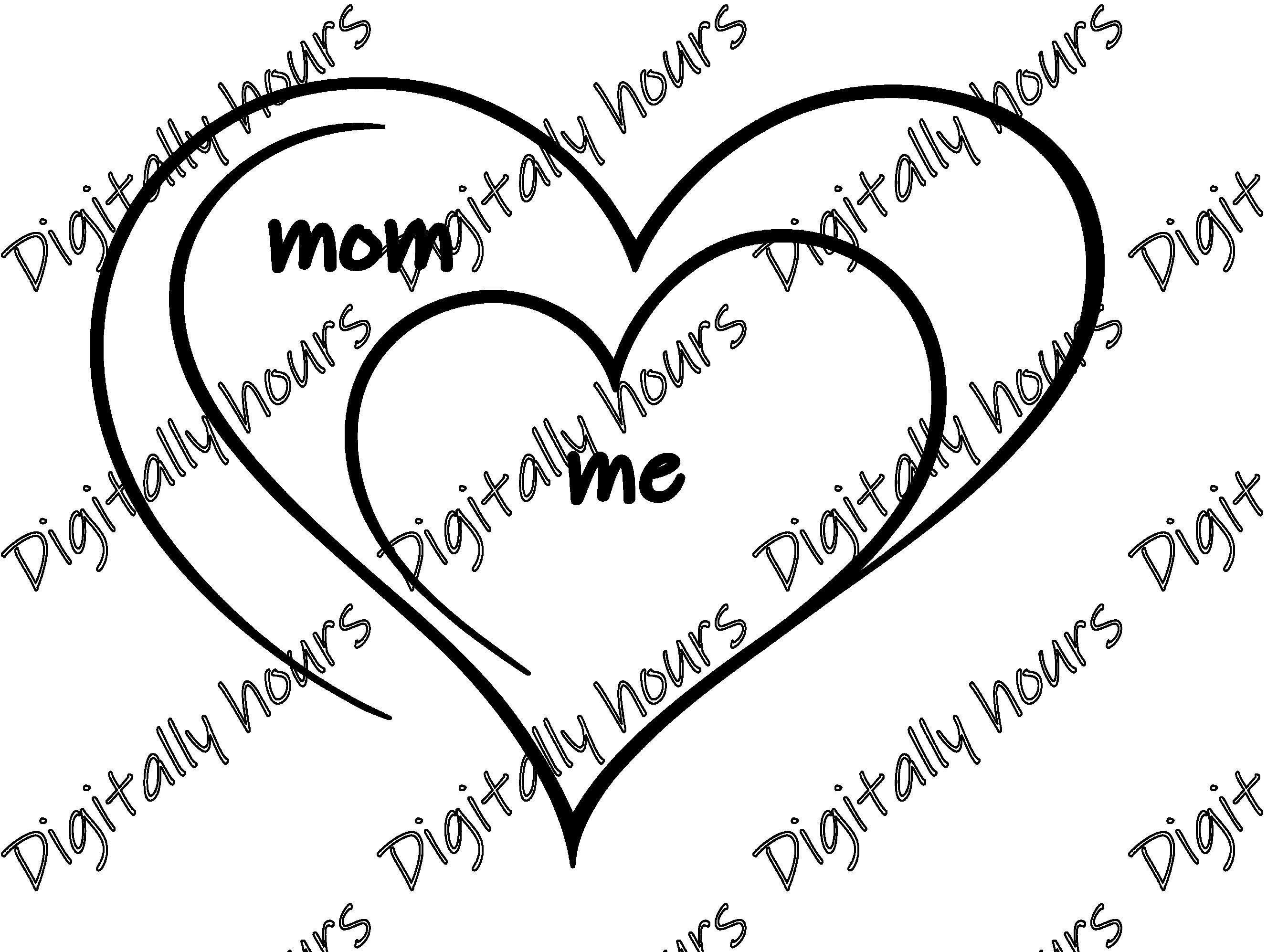 Heart Outline PNG Mom Heart Outline DIGITAL DOWNLOAD Black Heart White ...