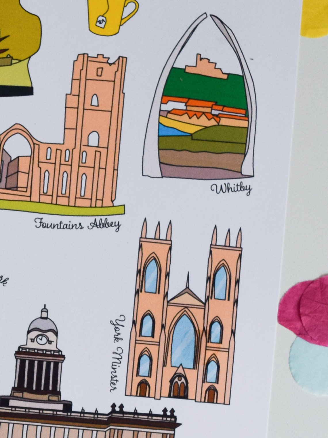 Yorkshire Illustration Print | A3 A4 & A5 | Featuring Fountains Abbey ...