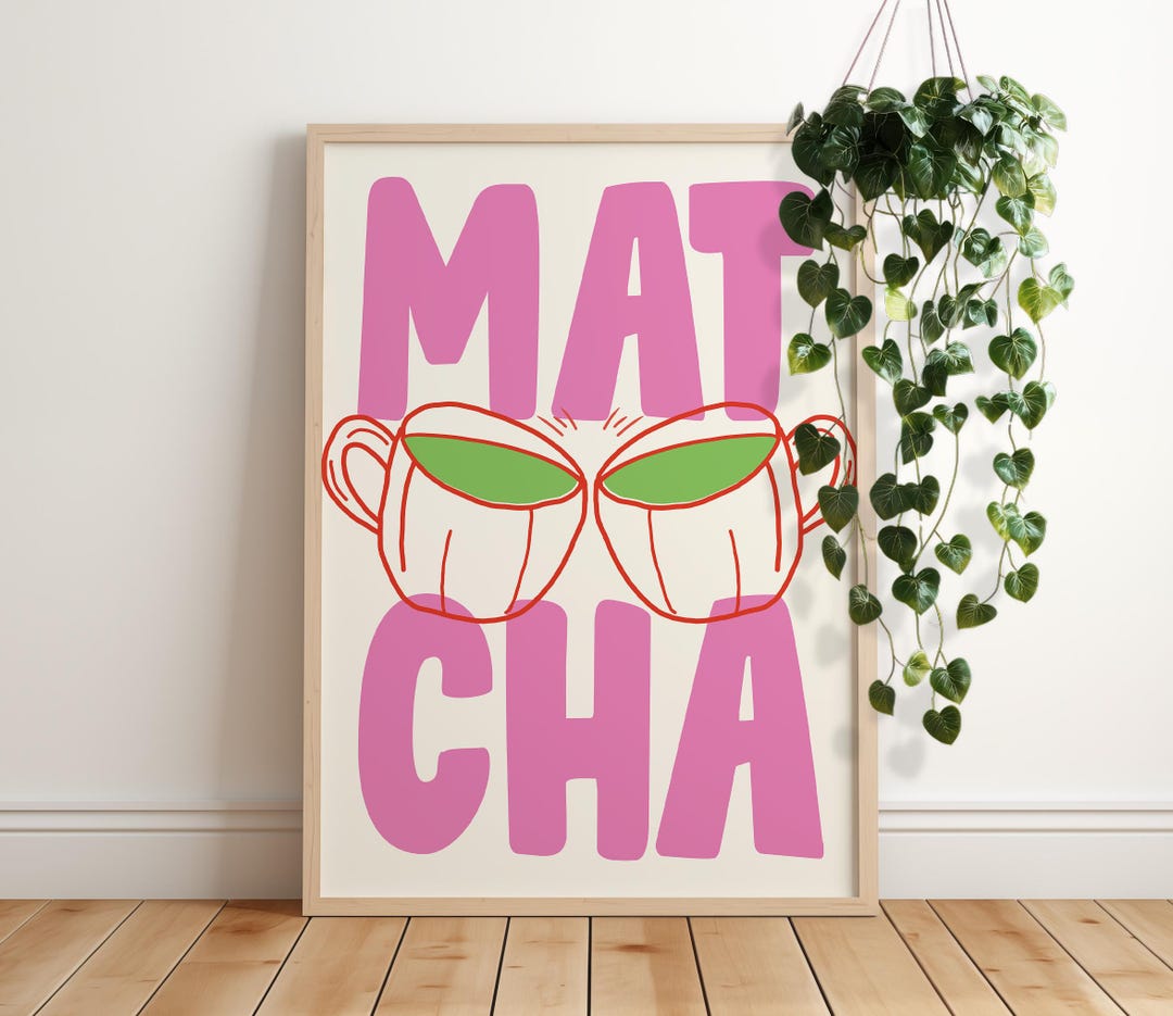 Aesthetic Matcha Print, Funky Kitchen Wall Art, Coffee Bar Decor ...