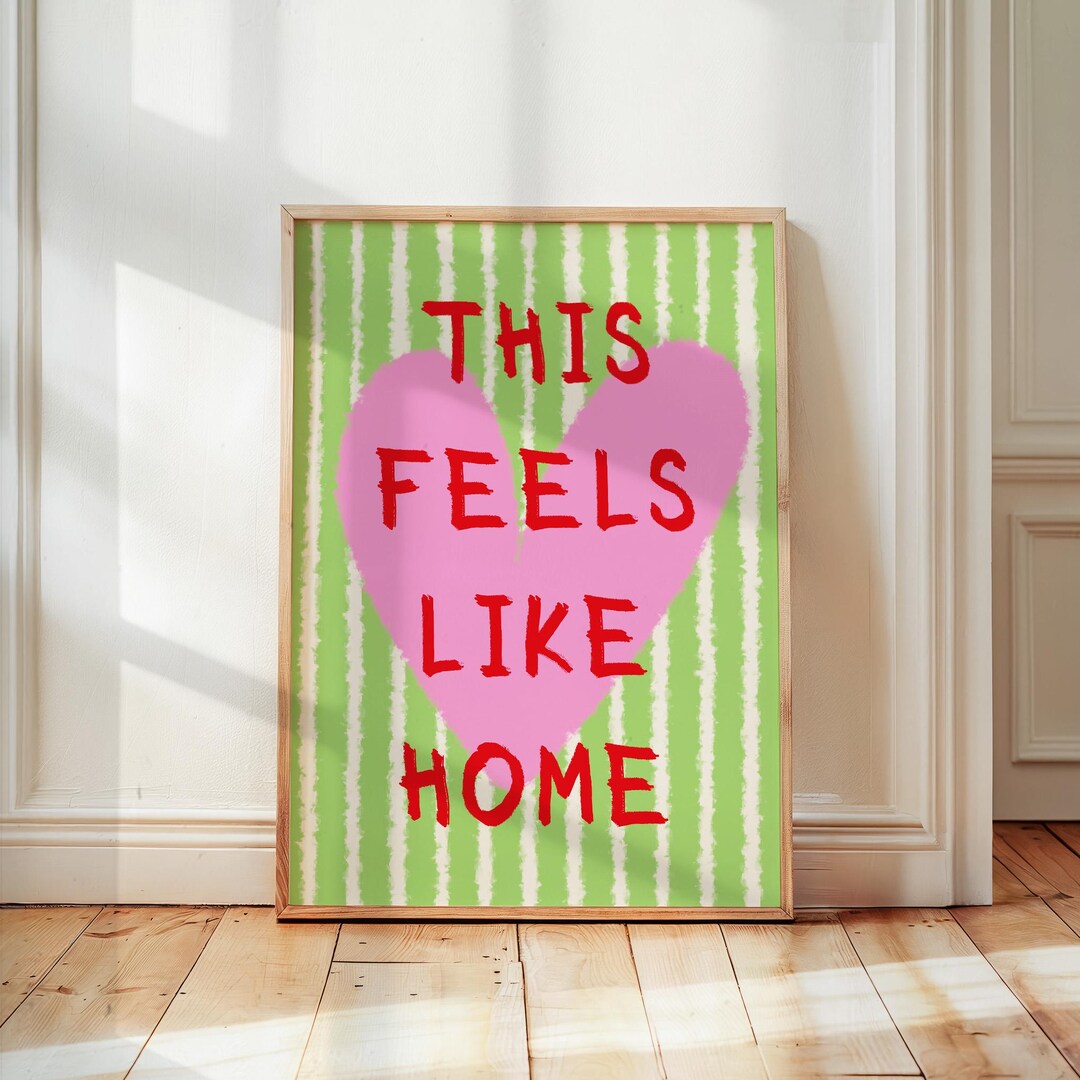This Feels Like Home Print, Stripes Heart Wall Art, Trendy Aesthetic ...