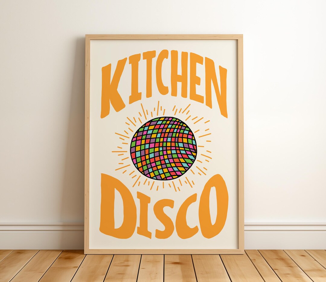 Kitchen Disco Poster, Trendy & Fun Kitchen Decor, Retro Apartment Wall ...