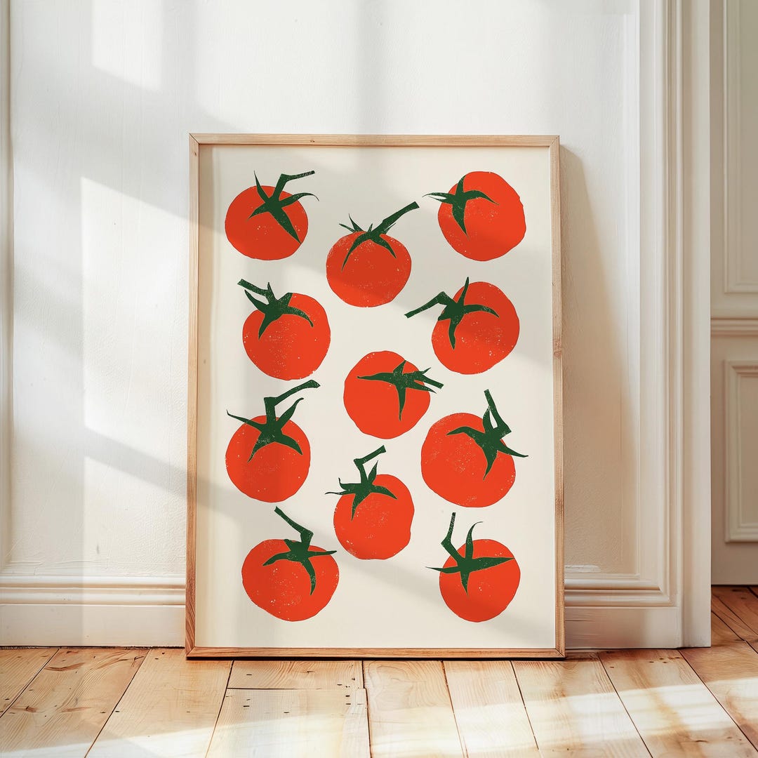 Tomatoes Art Print, Retro Farmhouse Kitchen Wall Art, Food Poster ...