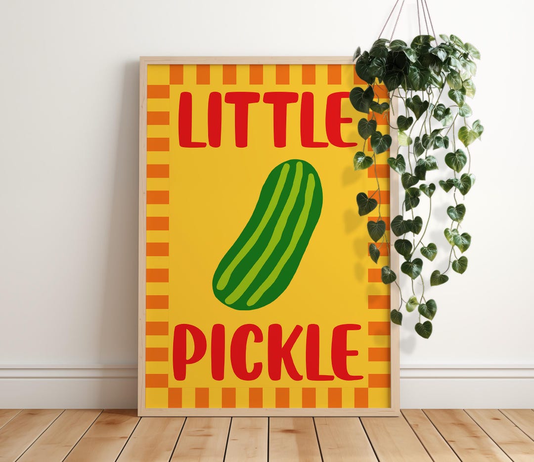 Little Pickle Poster, Retro Cucumber Art Print, Funny Kitchen Wall Art ...