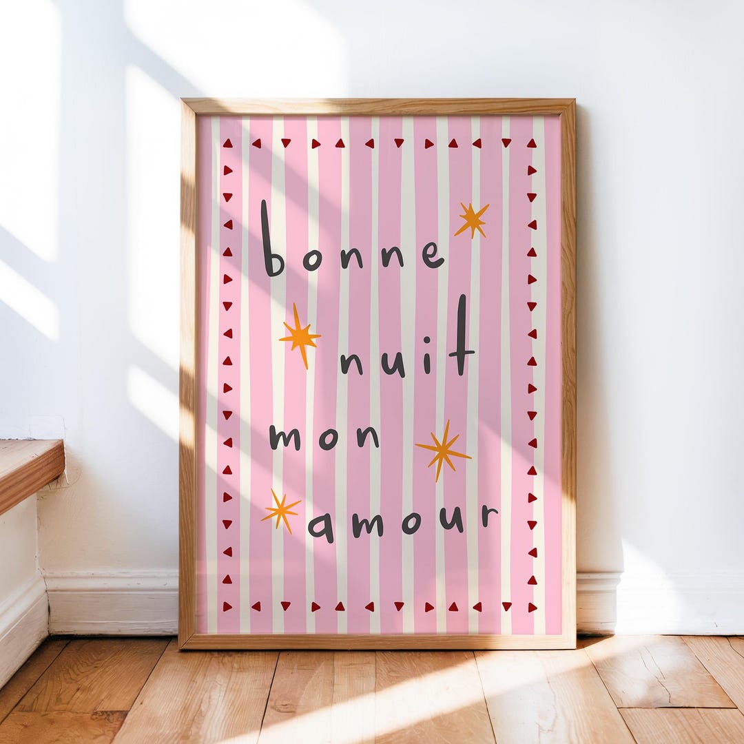 Bonne Nuit Mon Amour Print, Goodnight Nursery Wall Art, Boho Kids Room ...