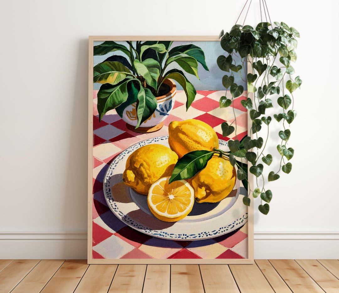 Lemons Wall Art Print, Citrus Fruit Poster, Colorful Kitchen or Dining ...