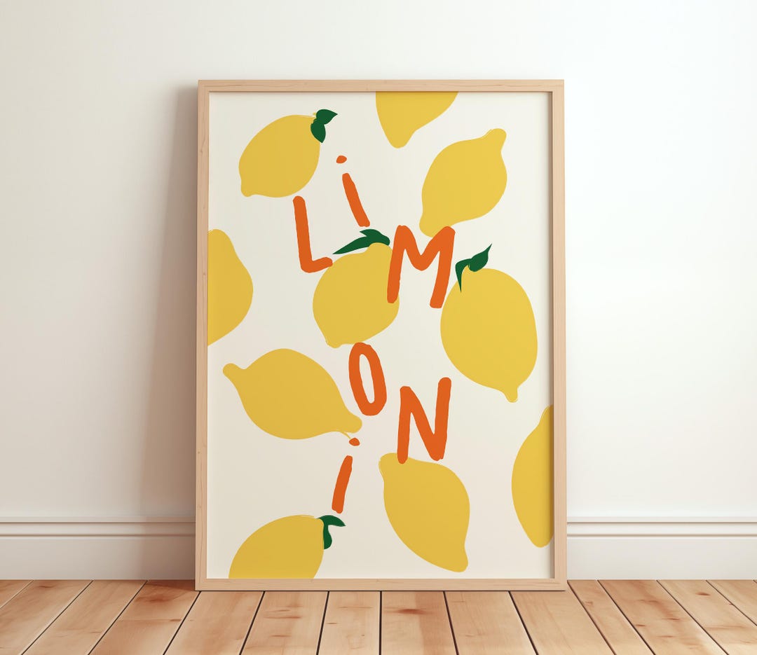 Limoni Poster, Retro Lemons Wall Art Print, Trendy Kitchen Decor, Fruit ...