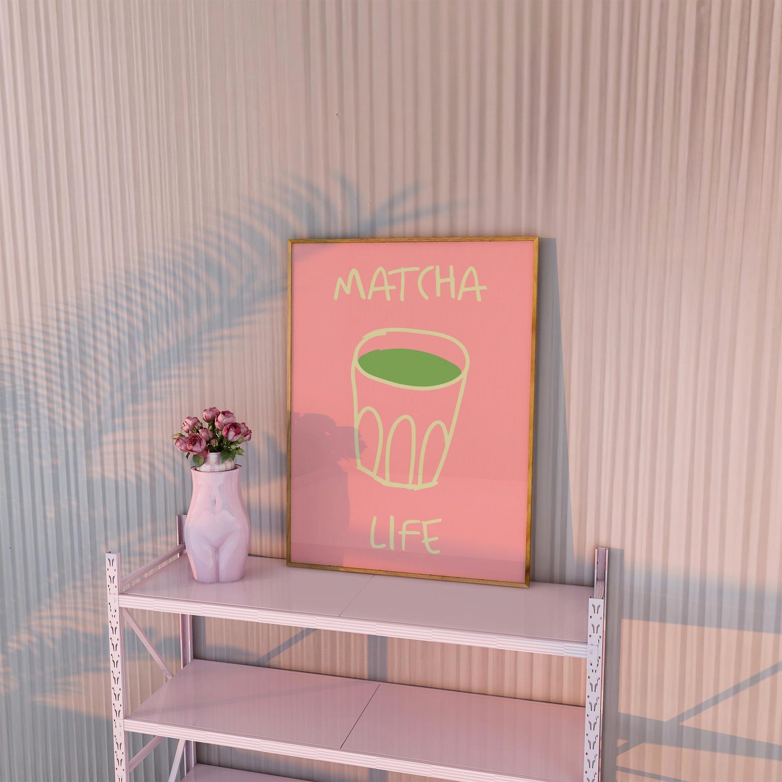 Matcha Life Poster, Aesthetic Kitchen Wall Art, Cute Pink Coffee Art ...