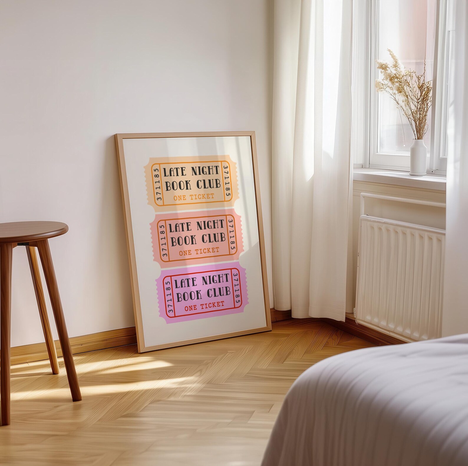 Late Night Book Club Ticket Poster, Bedroom Retro Aesthetic Book Lover ...