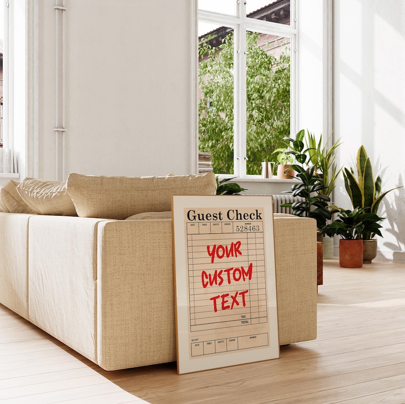 Custom Guest Check Poster, Personalized Quote Print, Trendy Apartment ...