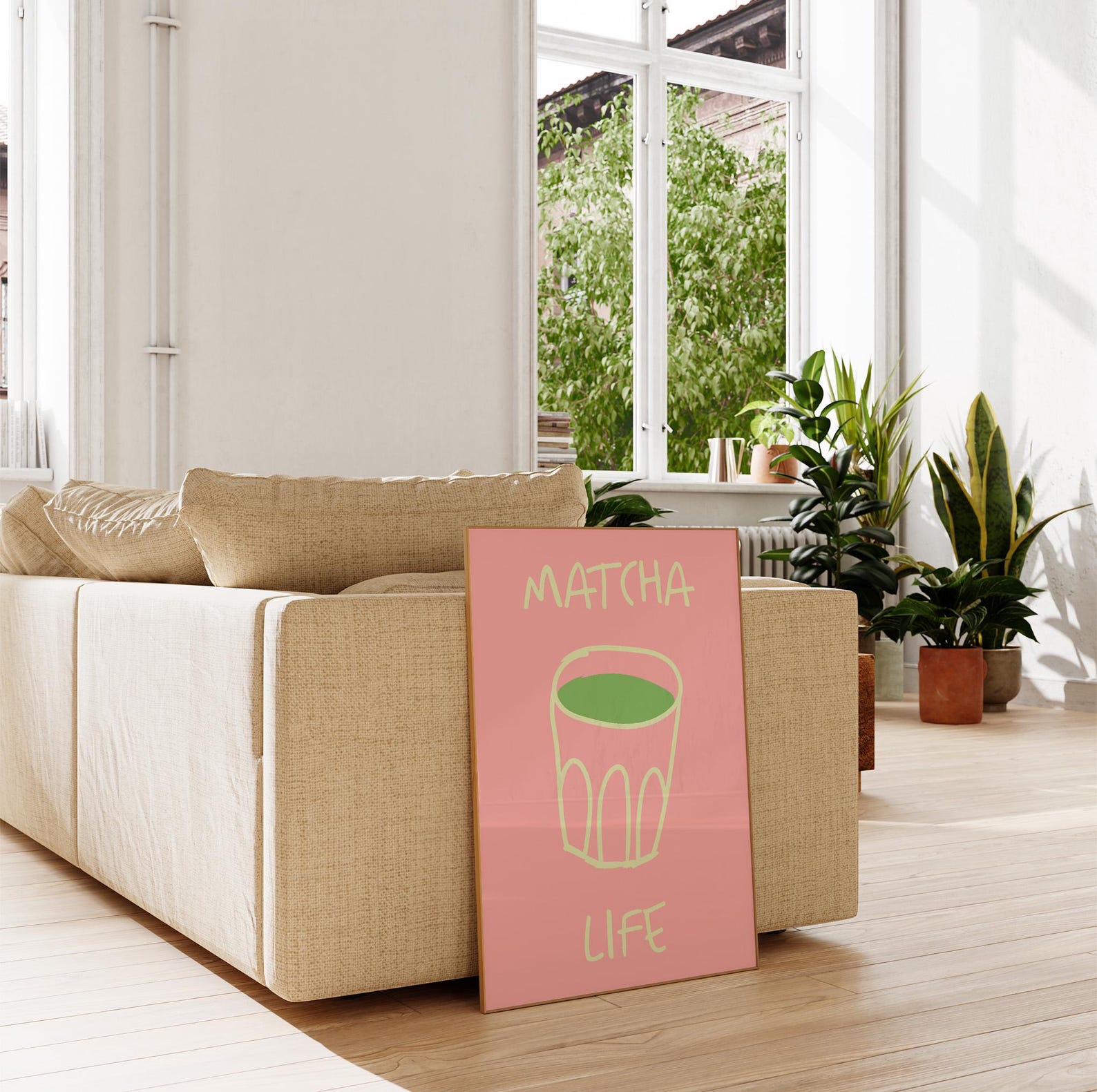 Matcha Life Poster, Aesthetic Kitchen Wall Art, Cute Pink Coffee Art ...