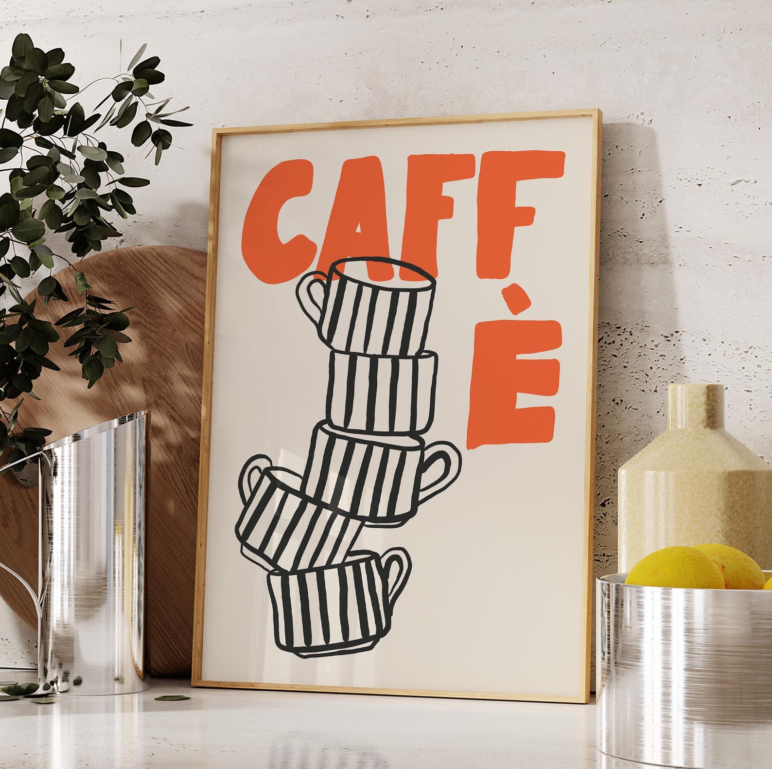 Retro Coffee Poster, Modern Kitchen Art, Italian Caffe Print, Kitchen ...
