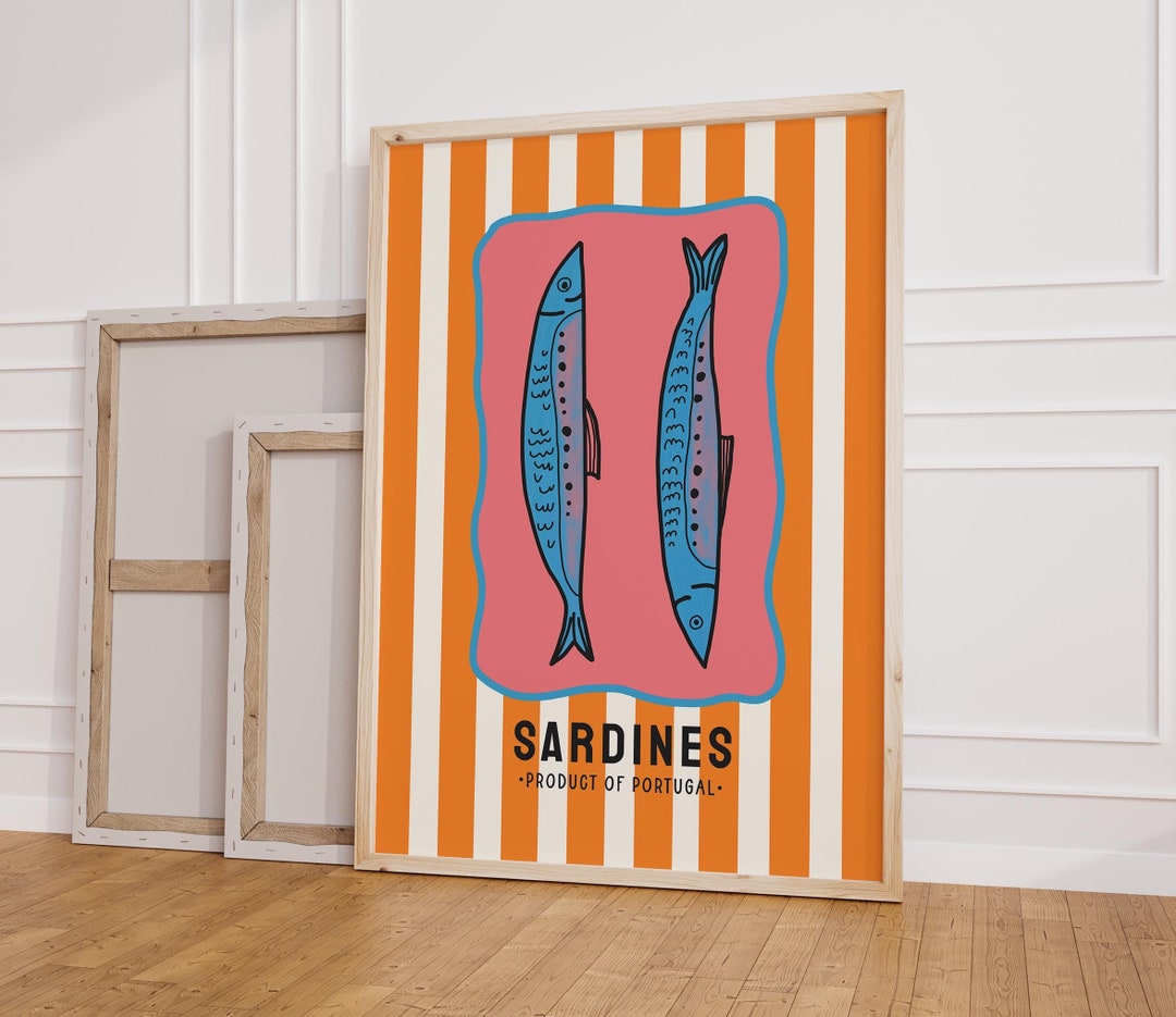 Retro Sardines Poster, Tin Fish Wall Art, Trendy Kitchen Decor ...